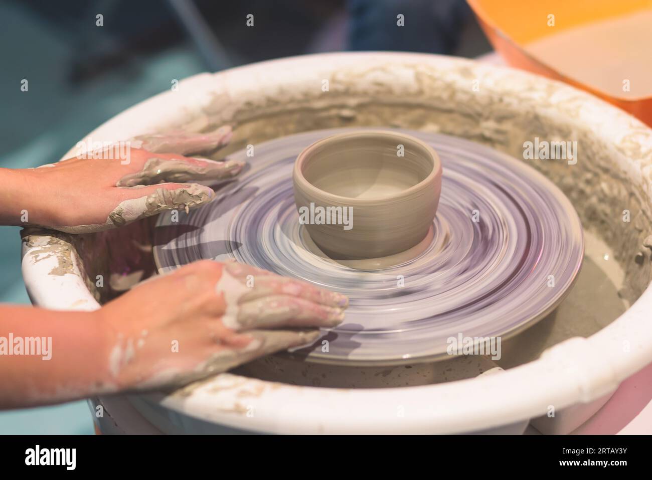 Pottery lesson master class for kids children, process of making clay ...