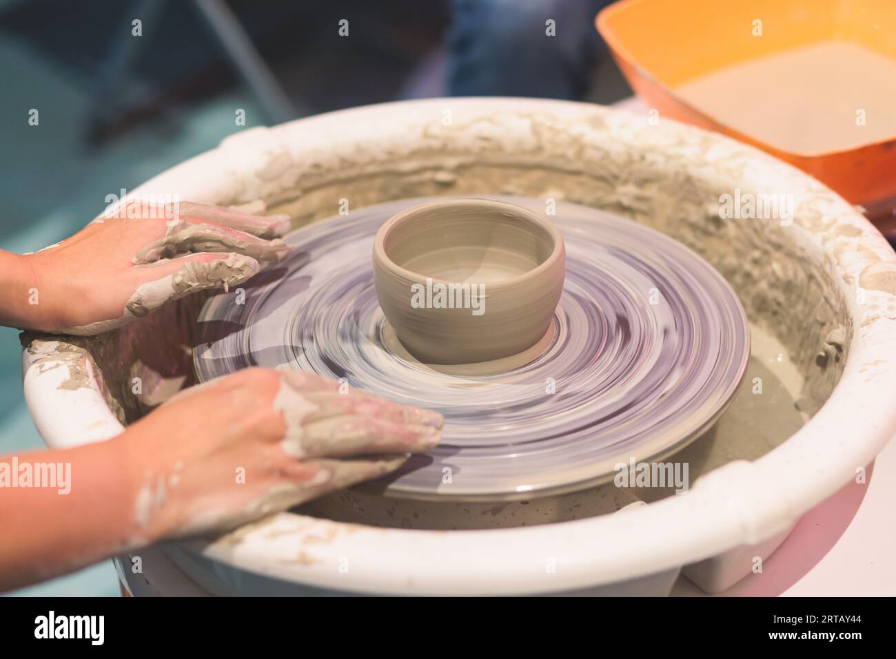 Pottery lesson master class for kids children, process of making clay ...