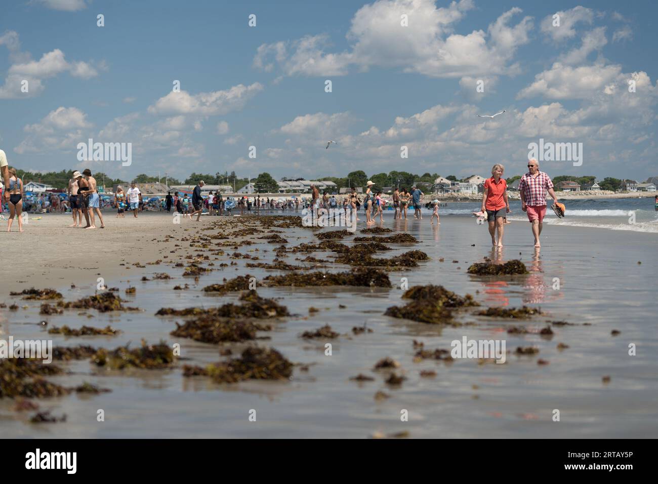 Beachgoers stroll along shore hi-res stock photography and images - Alamy