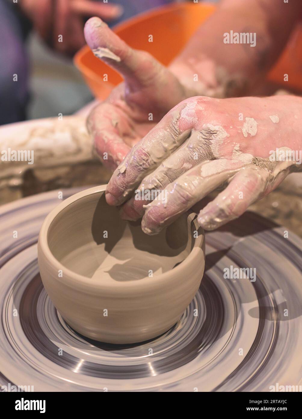 Pottery lesson master class for kids children, process of making clay ...
