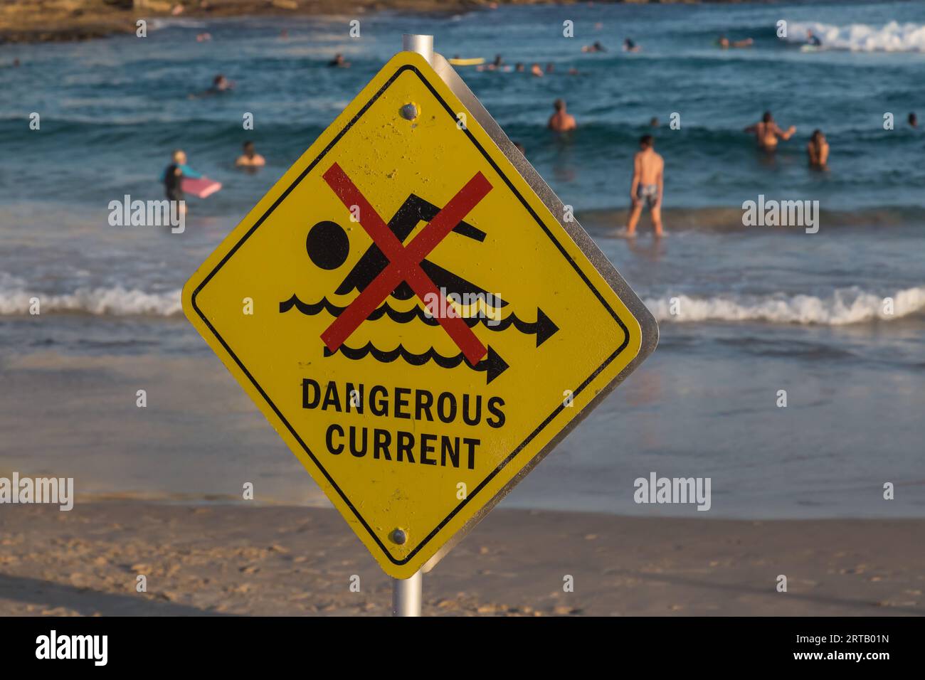 Warning Sign on Bondi Beach, Sydney, NSW, Australia Stock Photo - Alamy
