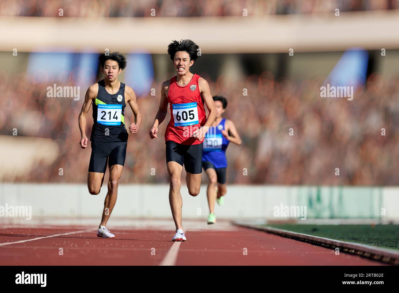 Japanese athletes running on track Stock Photo - Alamy