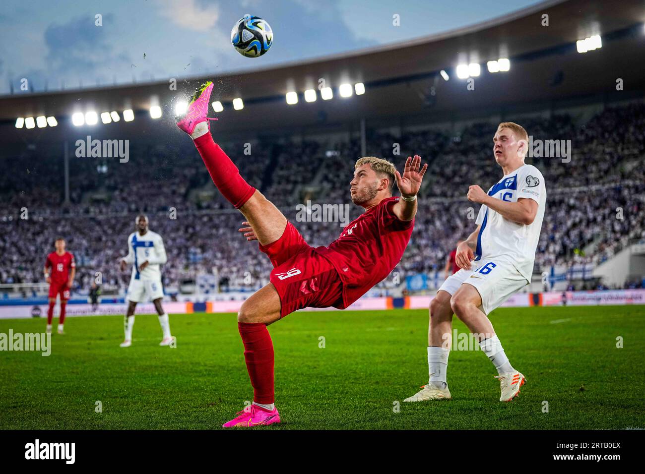 September 10 2023: Jonas Wind (Denmark) controls the ball during a ...