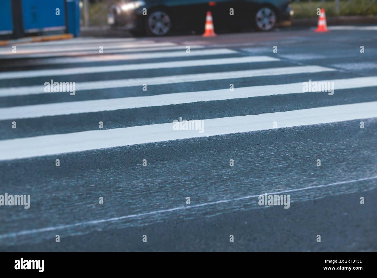 Process of making new road surface markings with a line striping ...