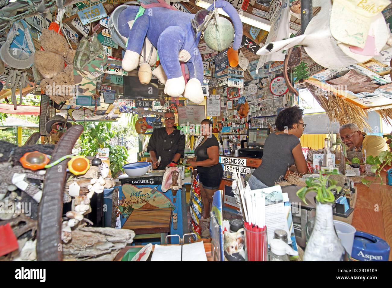 Max Conch Bar, Deadman's Cay Settlement, Long Island, The Bahamas Stock ...
