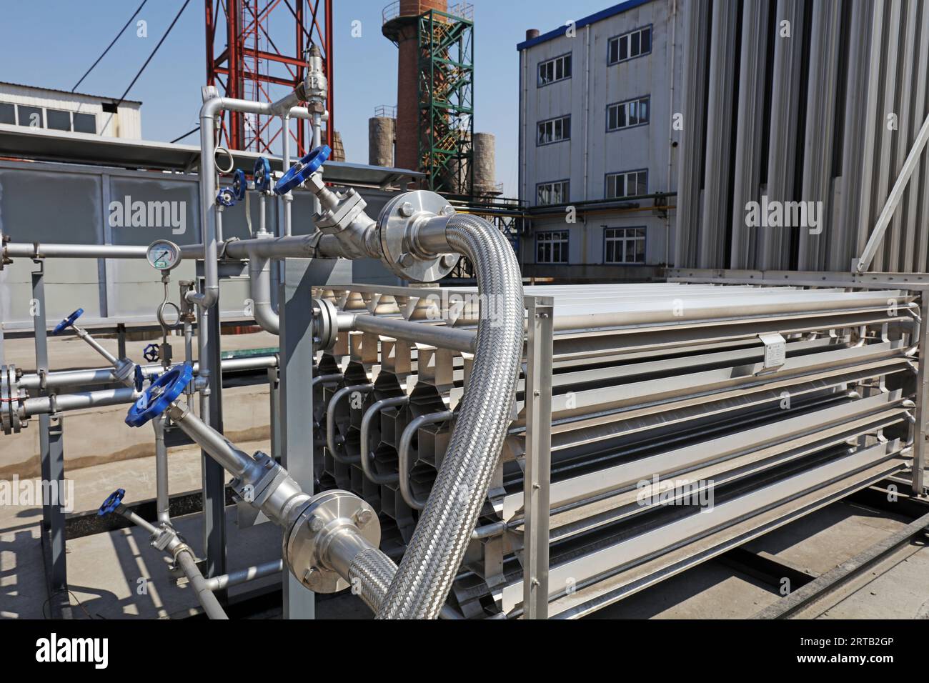 The stainless steel pipe is in a factory Stock Photo - Alamy