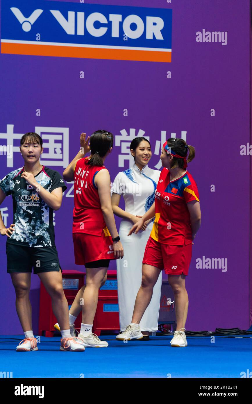 Chinese badminton players Chen Qingchen, Jia Yifan defeat South Korean badminton players Baek Ha ...