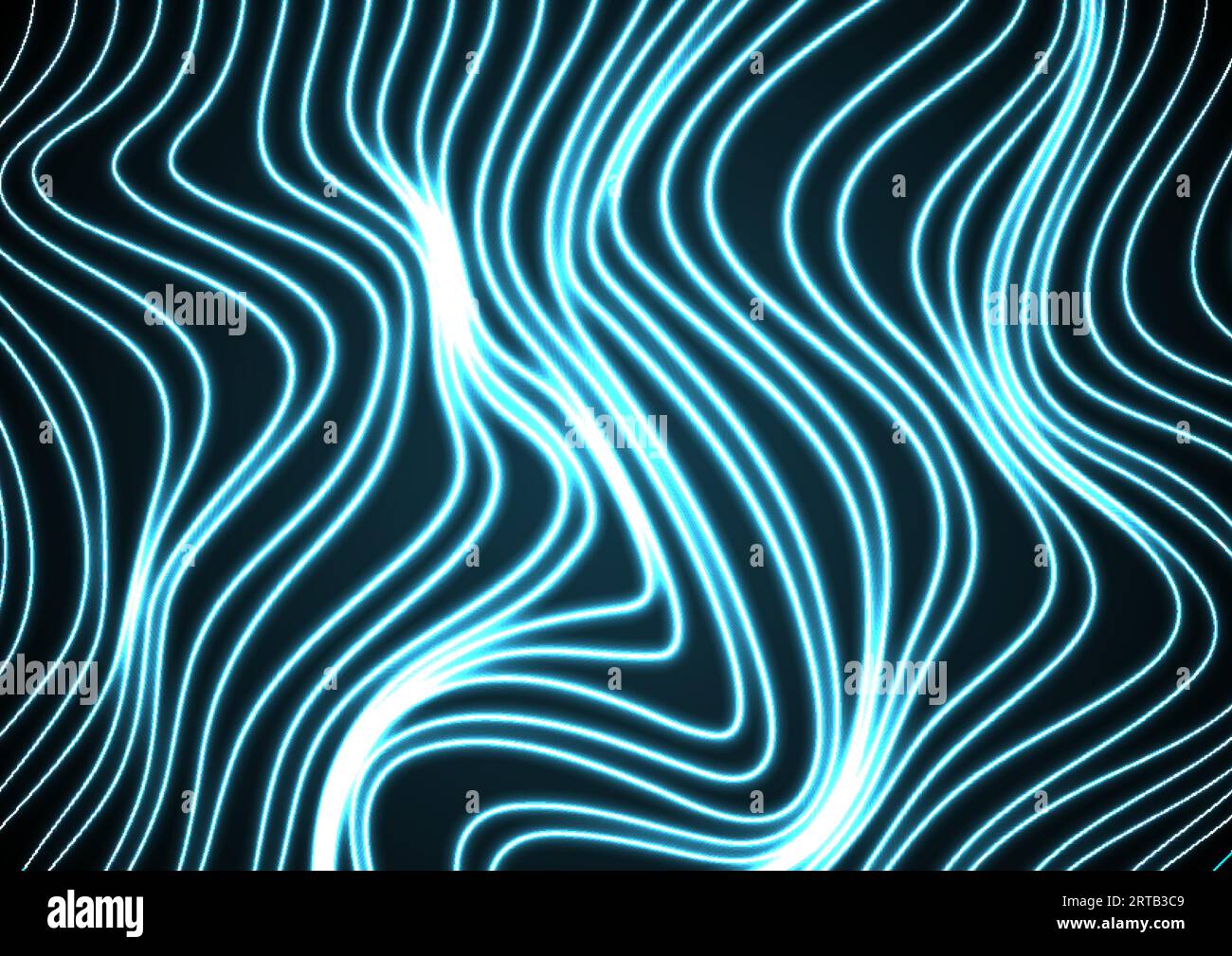 Abstract futuristic blue neon wavy lines graphic design. Curved 3d ...