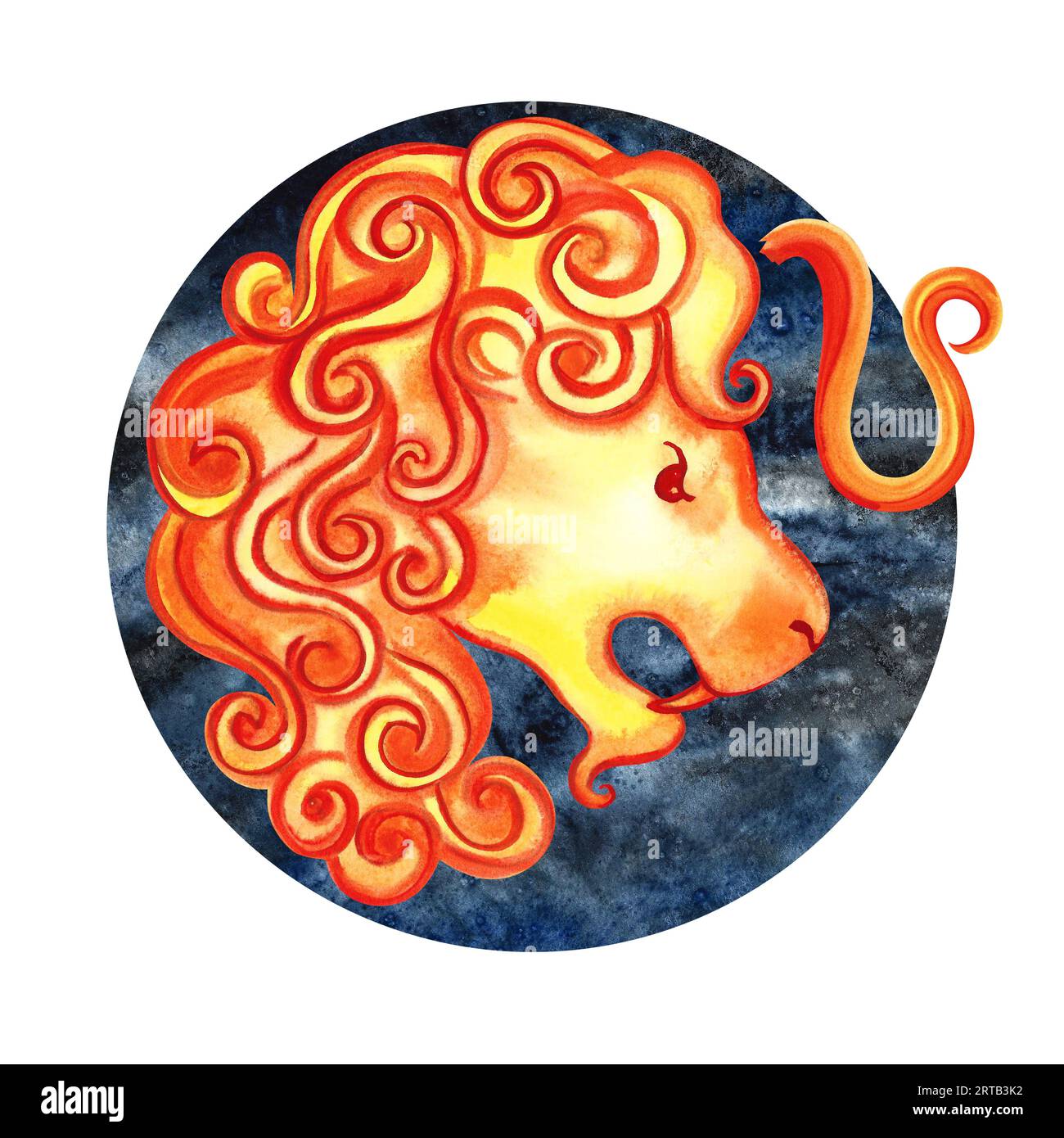 Leo. Zodiac sign according to the horoscope. The watercolor is hand ...