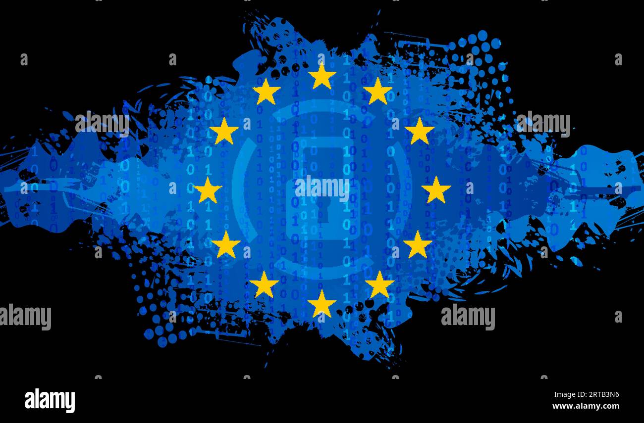 General Data Protection Regulation and binary code grunge background ...
