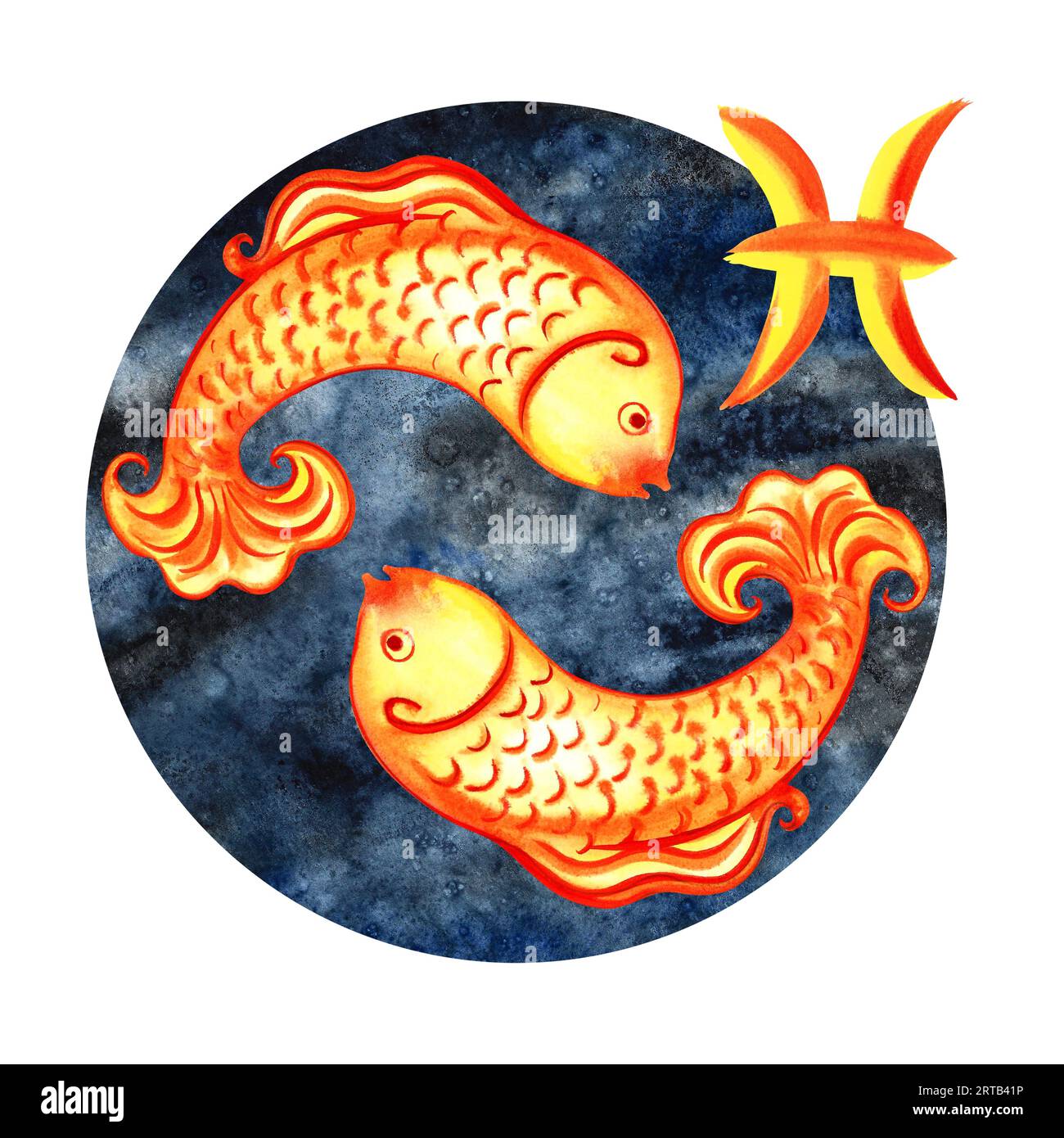 Pisces. Zodiac sign by horoscope. The watercolor is hand-drawn ...