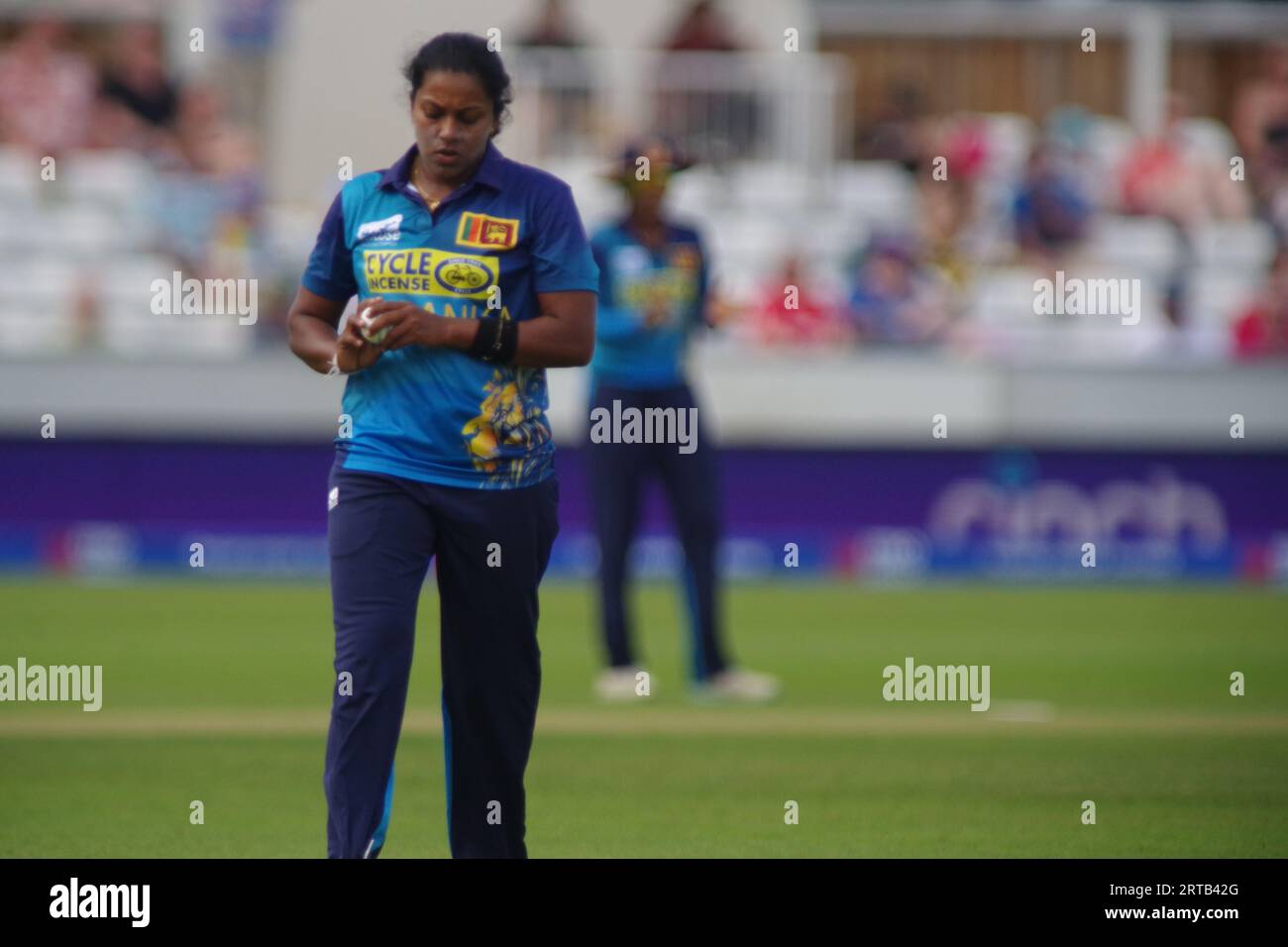 Chester le Street, 9 September 2023. Achini Kulasuriya bowlng for Sri ...