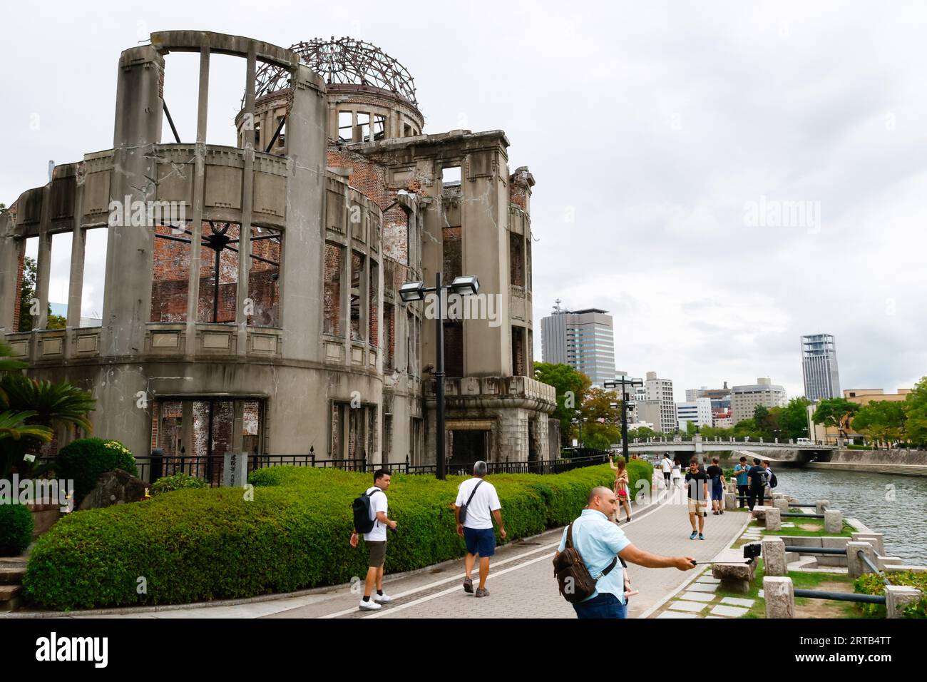 People visit the Atomic Bomb Dome in the city of Hiroshima, western ...
