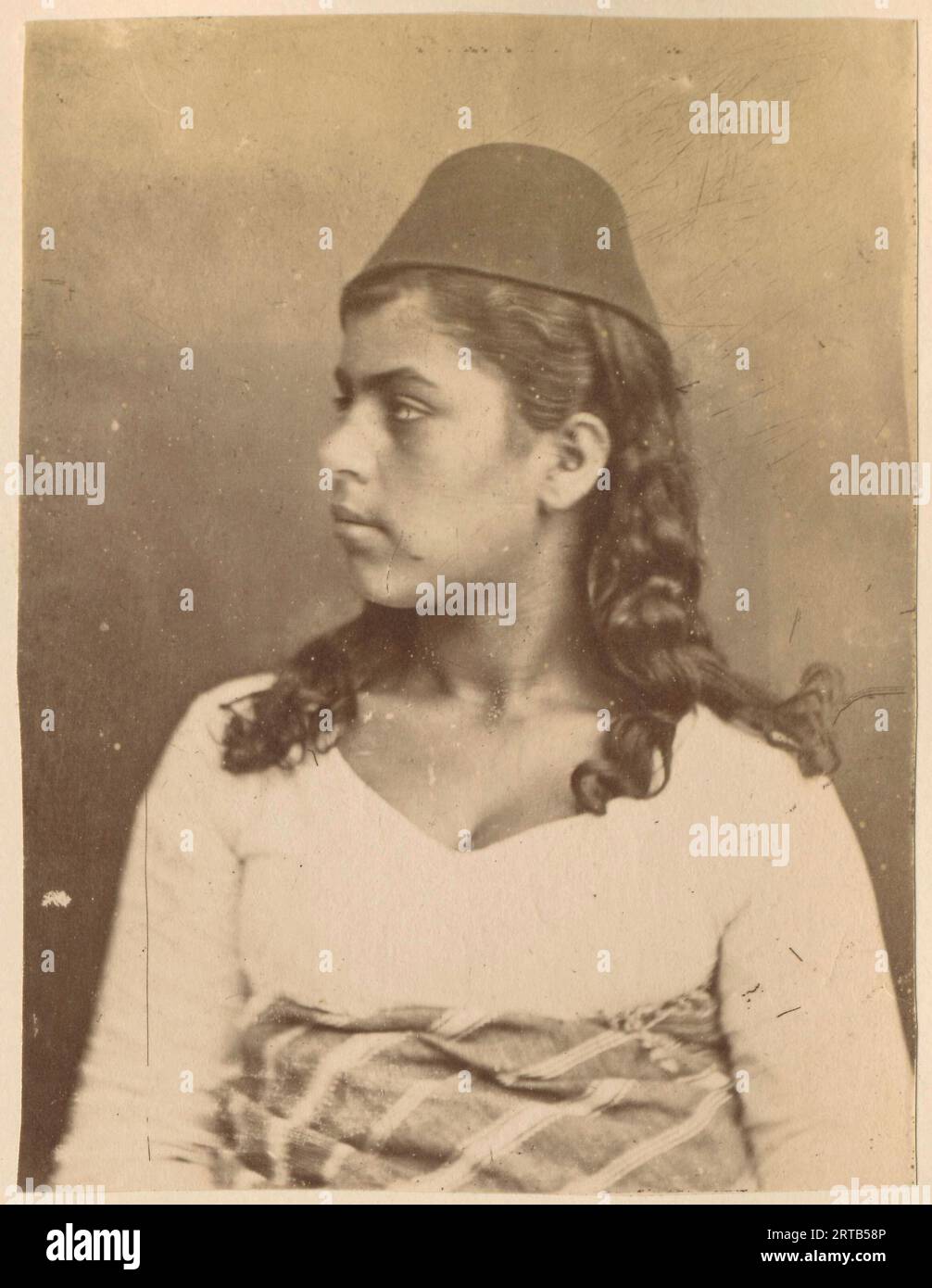 Portrait of an Arab girl with fez, Egypt, anonymous, 1890 - 1900 Stock ...