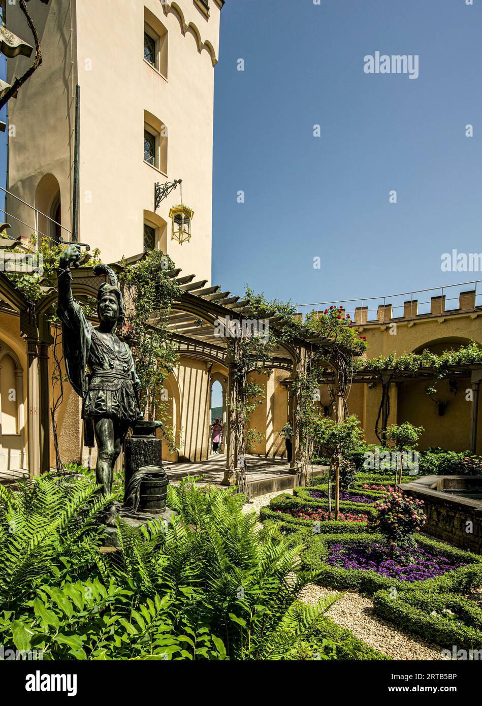 Stolzenfels Castle, Siegfried statue in the pergola garden, in the ...