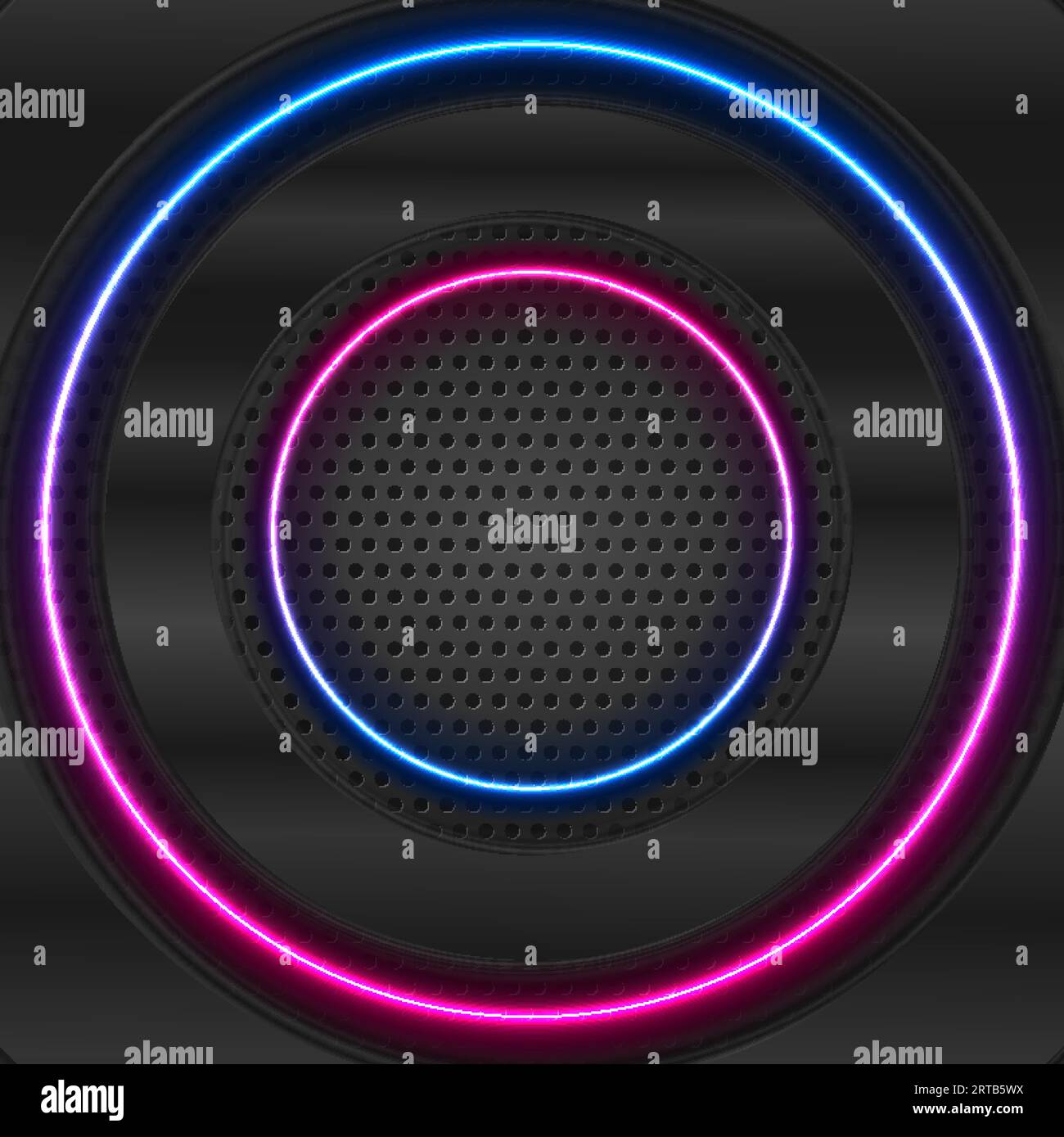 Technology abstract background. Black glossy and blue purple shiny neon ...