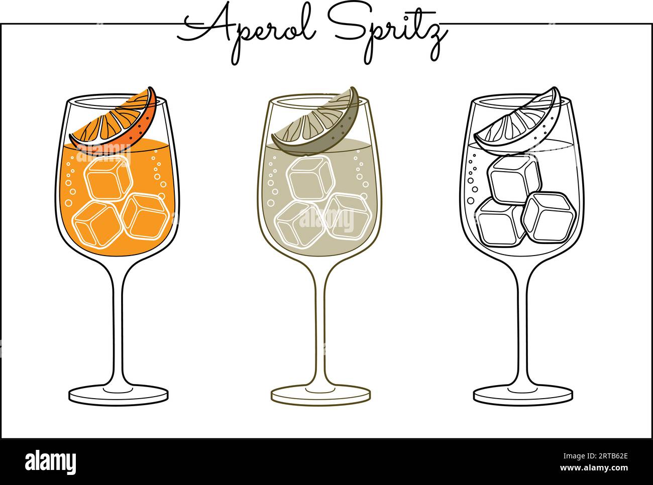 Vector alcohol drink line art illustration Aperol Spritz Stock Vector ...