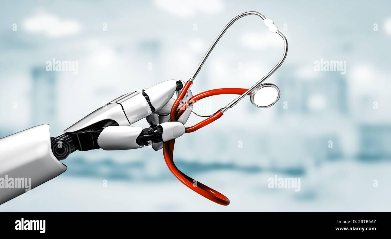 3D rendering medical artificial intelligence robot working in future ...
