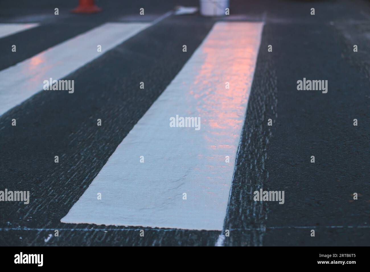Process of making new road surface markings with a line striping ...