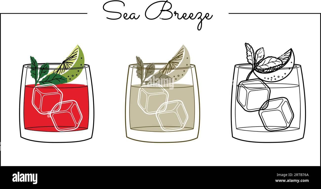 Vector alcohol drink line art illustration Sea Breeze Stock Vector ...