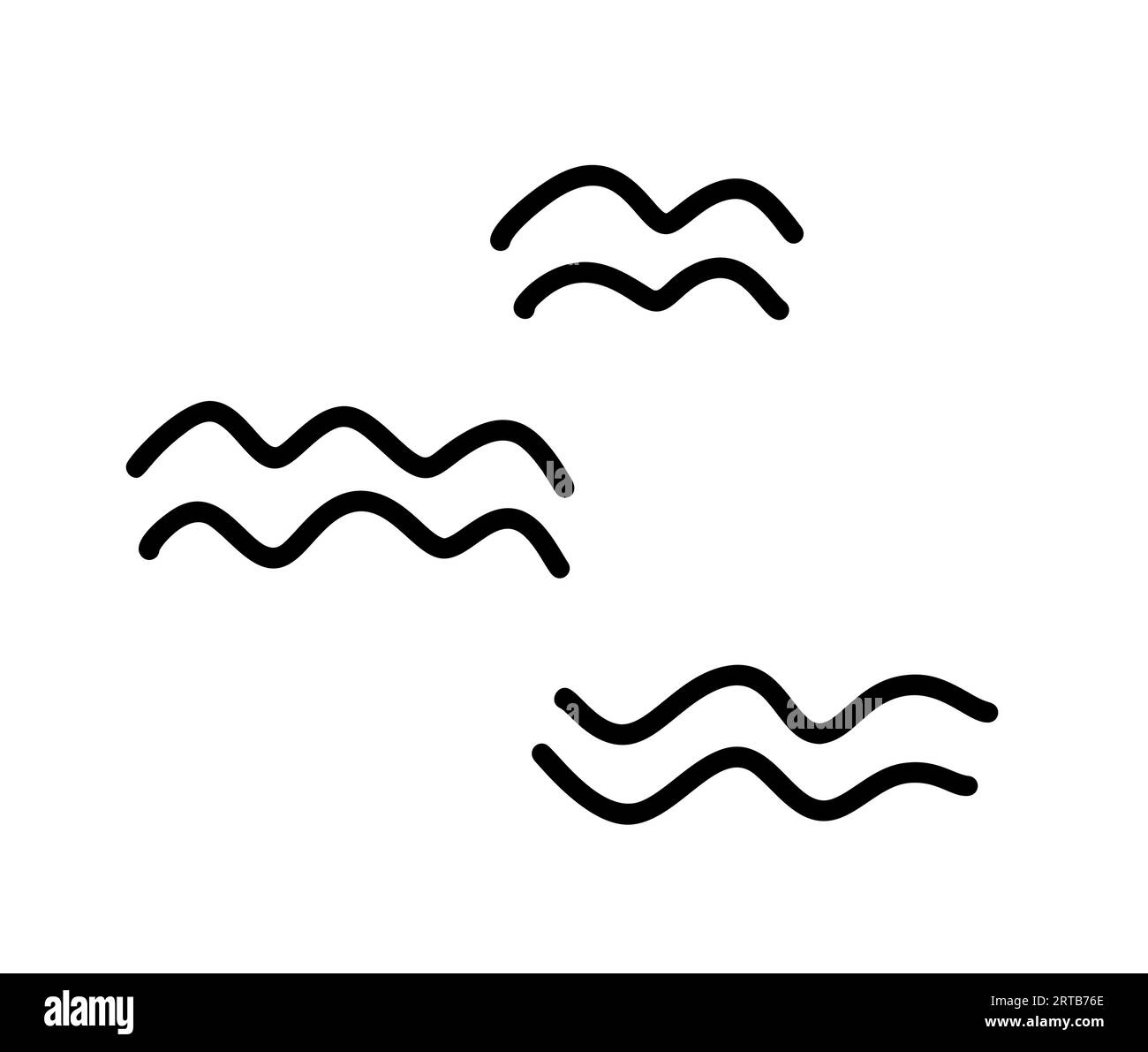 Black hand drawn abstract curved wave line art set. Scribble curly ...