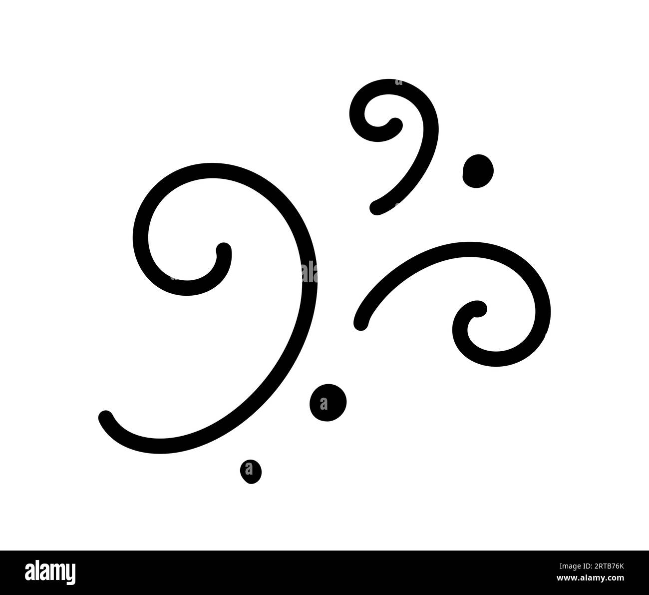 Hand drawn abstract curved line shape. doodle wind blow, gust design ...