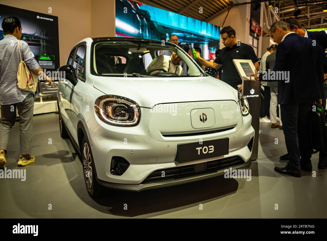 The small Leap Motors T03 electric hatchback being examined at IAA ...