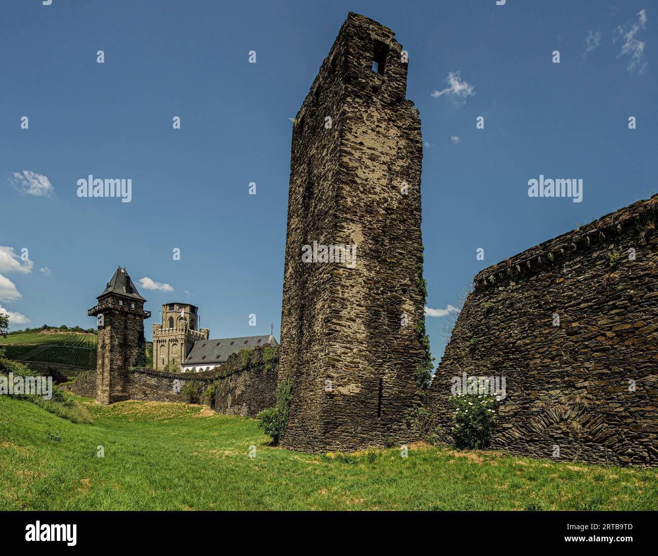 City wall and defense towers on the Michelfeld, in the background the ...