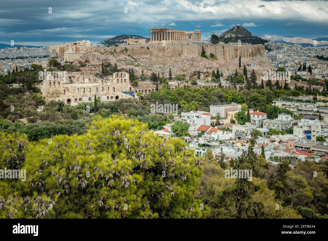 Ancient Acropolis and cityscape of Athens capital of Greece Stock Photo ...