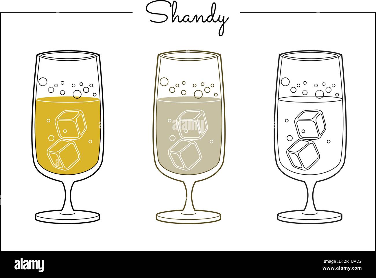 Vector alcohol drink line art illustration Shandy Stock Vector Image ...