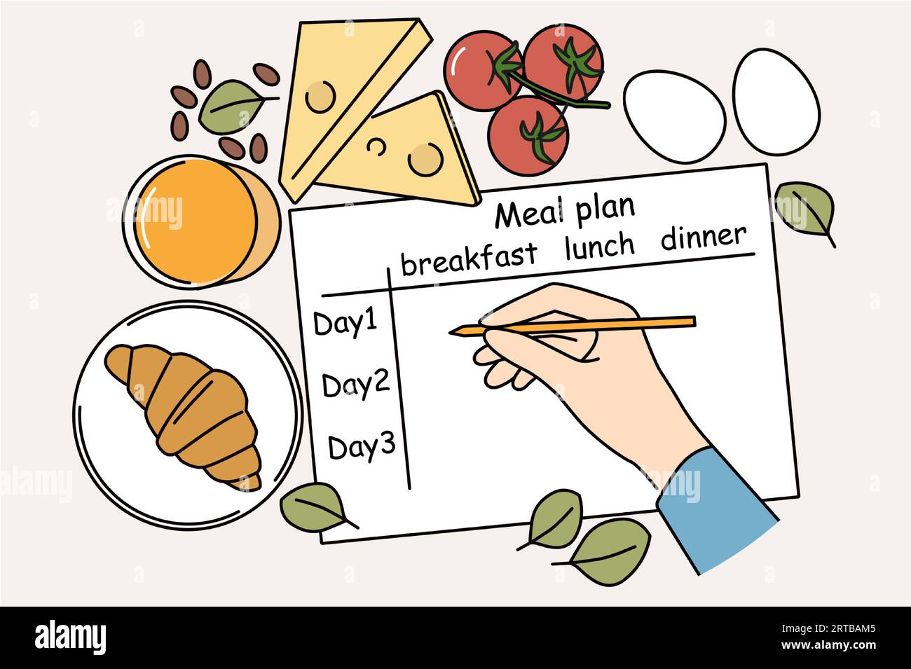 Meal plan on table of nutritionist near ingredients for preparing ...
