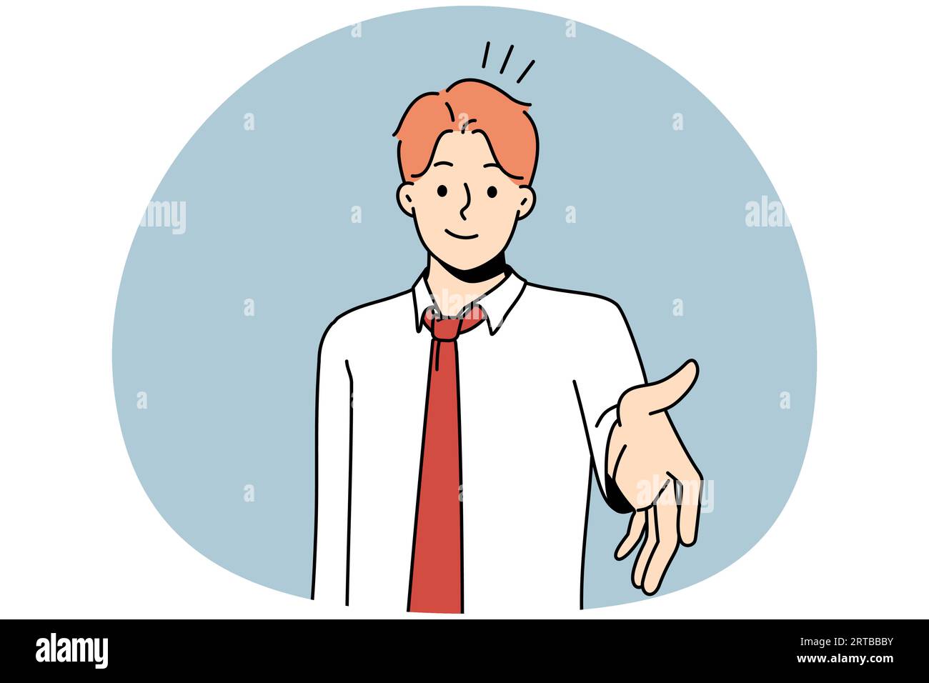 Smiling young businessman stretch hand for handshake with business ...