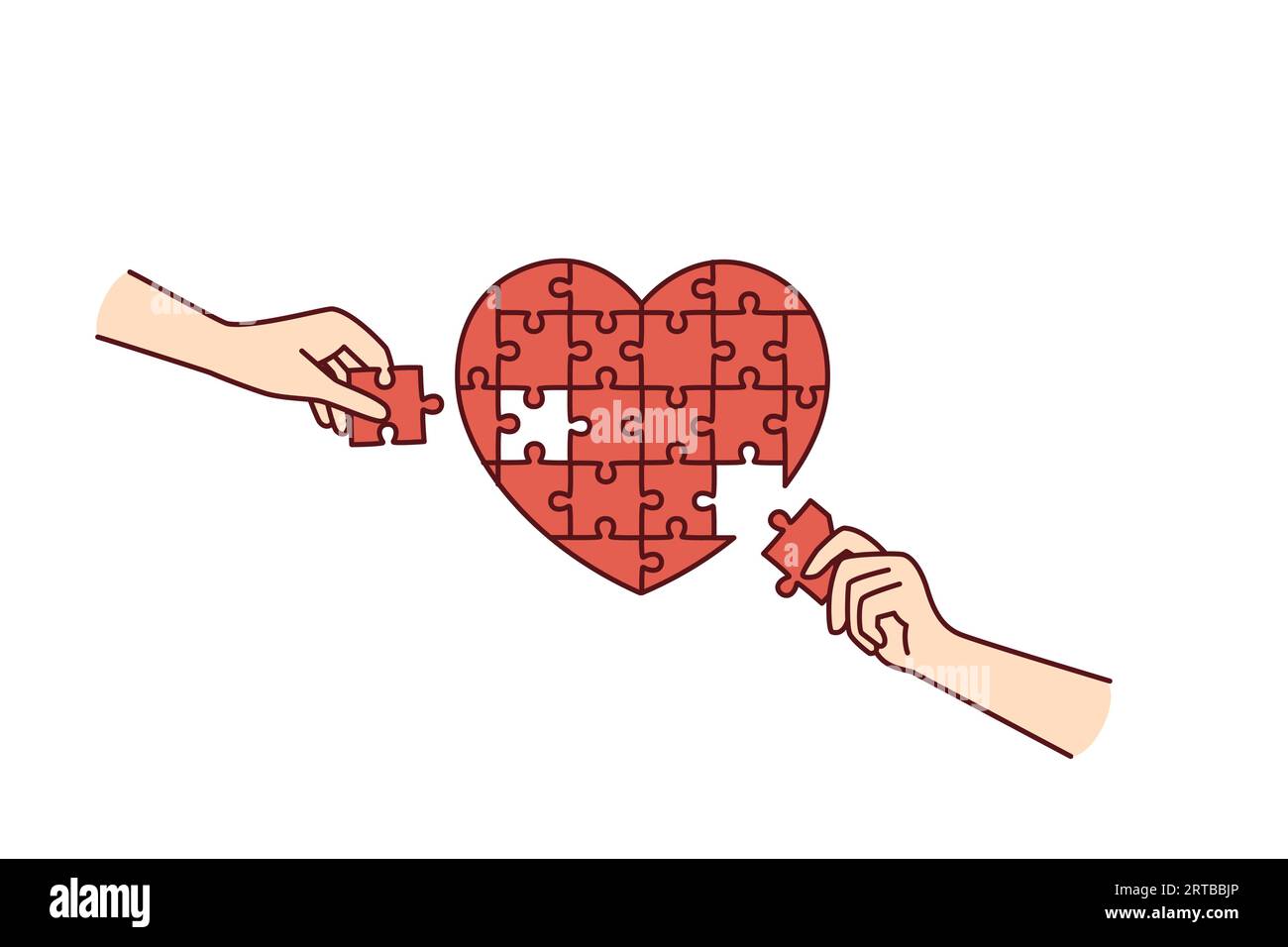 Heart from puzzle near hands people, metaphor for health of ...