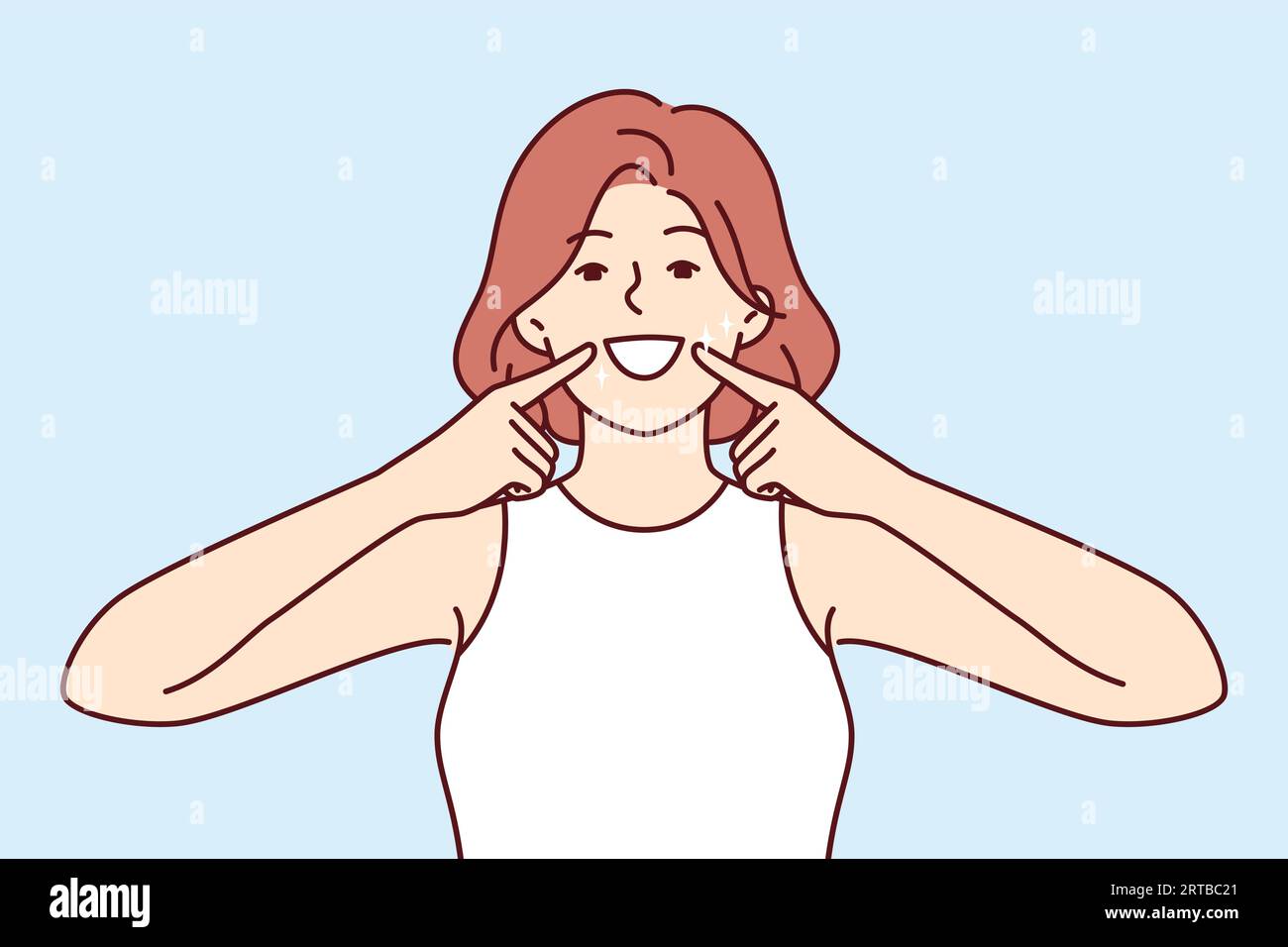 Woman points at teeth Stock Vector Images - Alamy