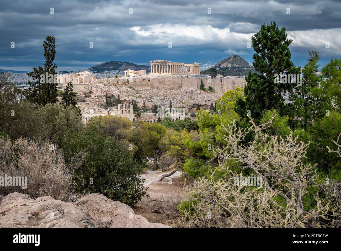Ancient Acropolis and cityscape of Athens capital of Greece Stock Photo ...