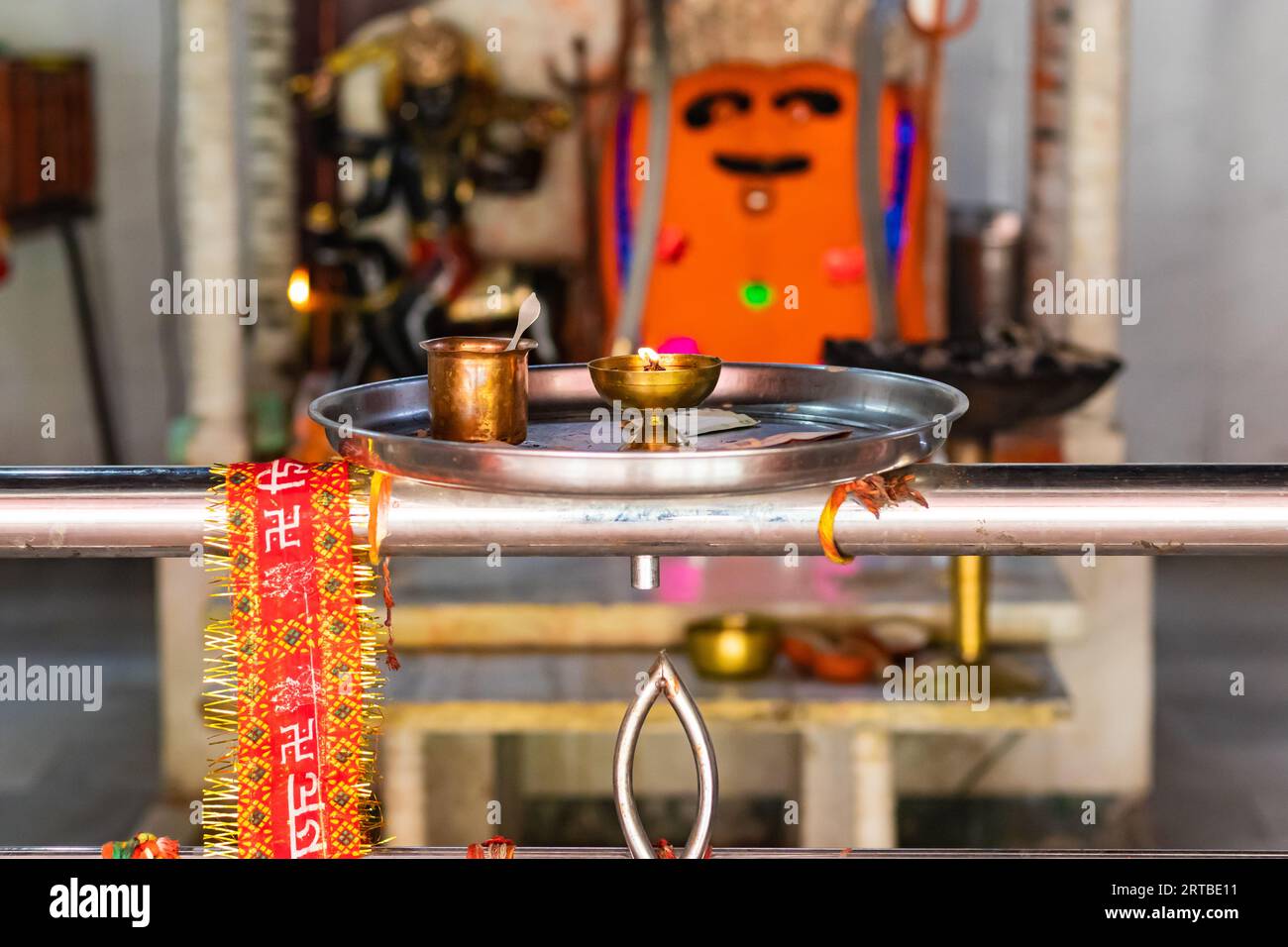 hindu temple aarti the worship offering plat at temple with burning oil ...