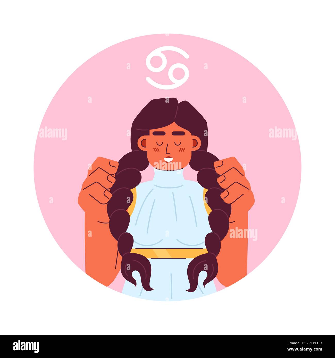 Woman cancer zodiac sign flat round vector spot illustration Stock ...