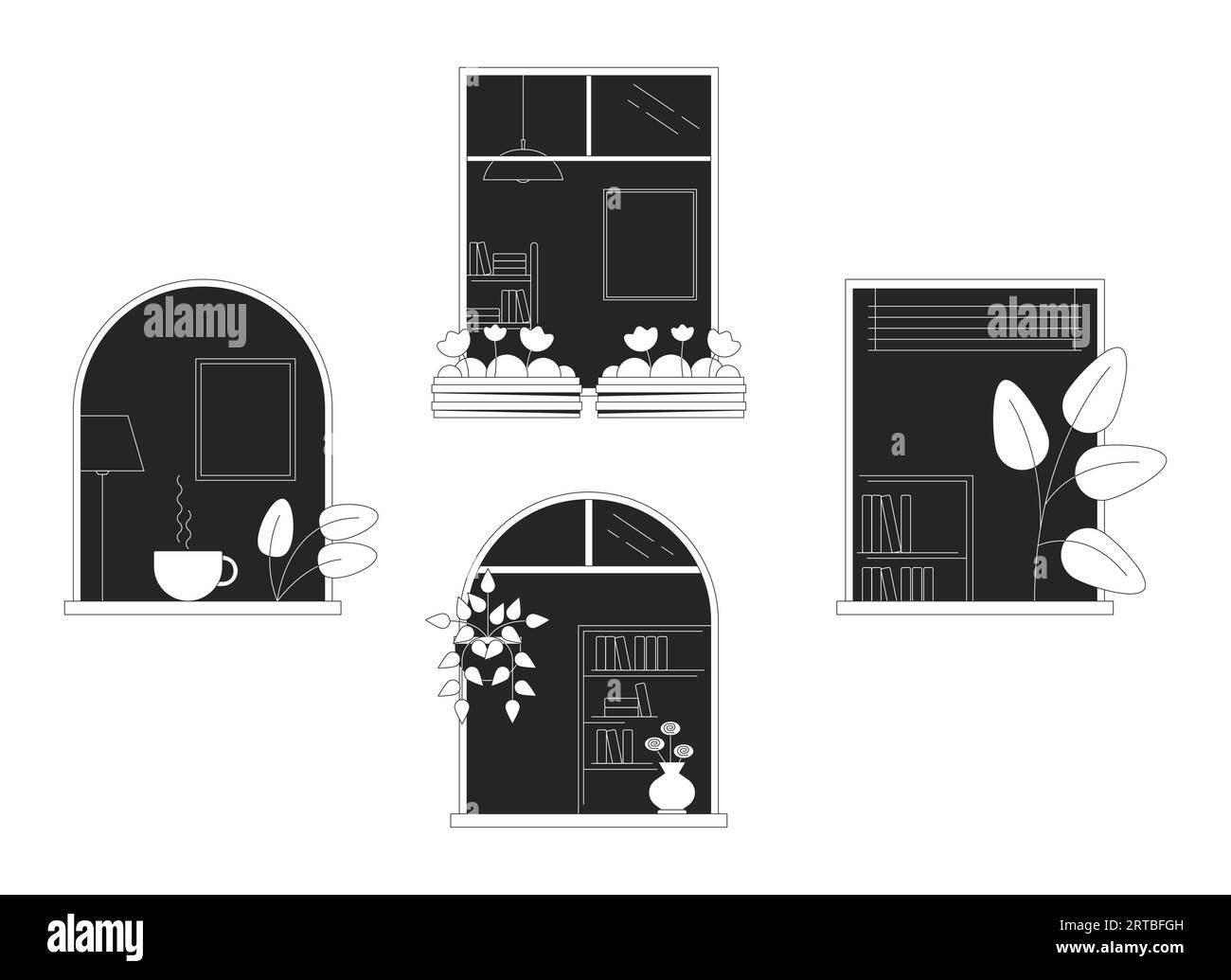 Neighbors windows in building bw concept vector spot illustration Stock ...