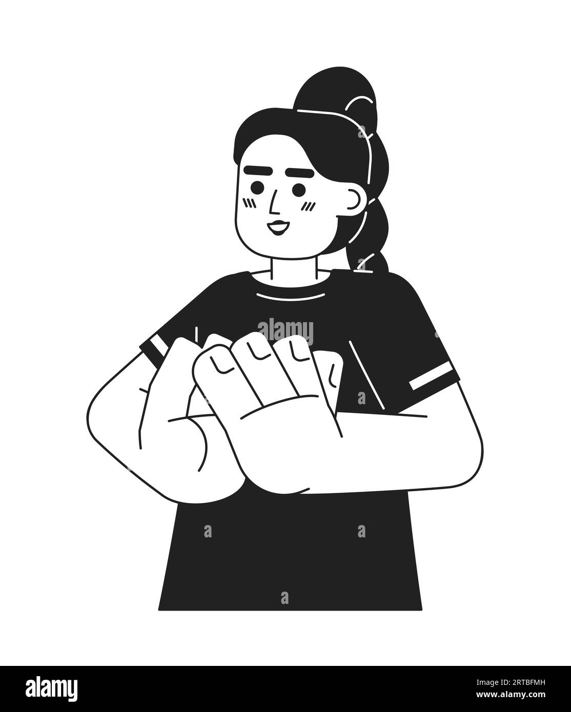 Cheerful Latin Girl Clapping Monochromatic Flat Vector Character Stock Vector Image And Art Alamy