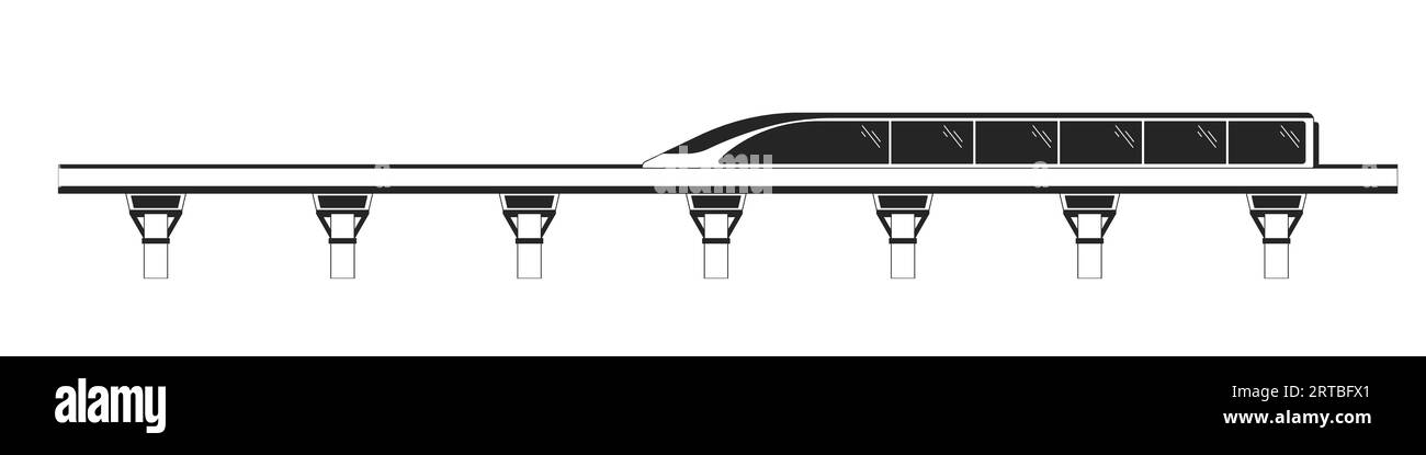 Viaduct Train Flat Monochrome Isolated Vector Object Stock Vector Image