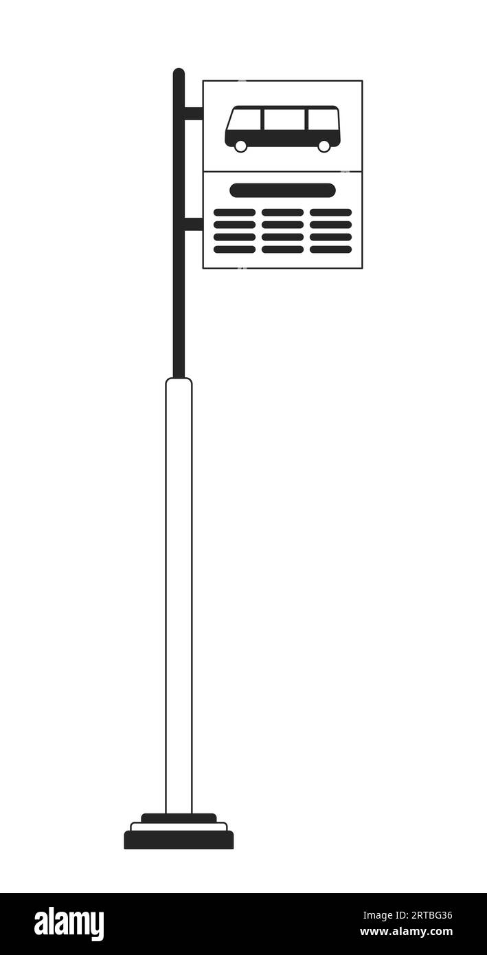 Bus Stop Sign Flat Monochrome Isolated Vector Object Stock Vector Image And Art Alamy