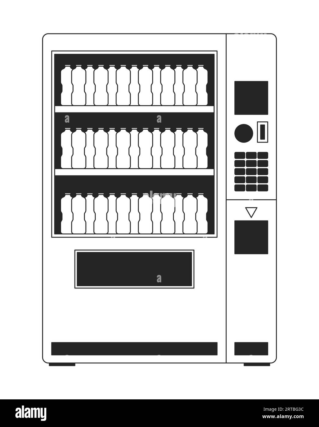Vending Machine With Water Bottles Flat Monochrome Isolated Vector