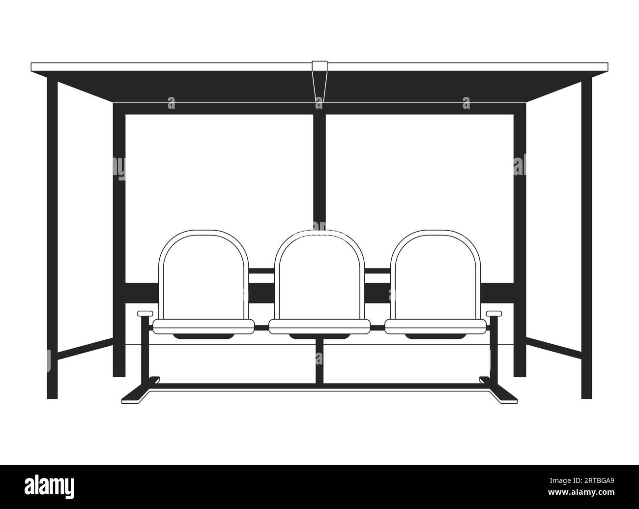 Bus Stop Bench Flat Monochrome Isolated Vector Object Stock Vector