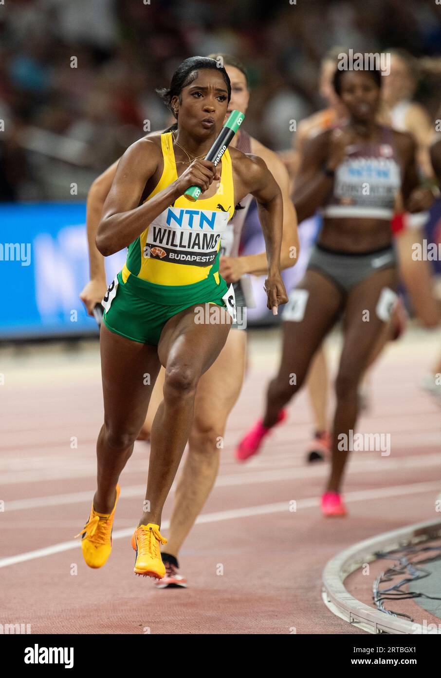 Stacey Ann Williams of Jamaica competing in the 4x400m relay on day eight at the World Athletics ...