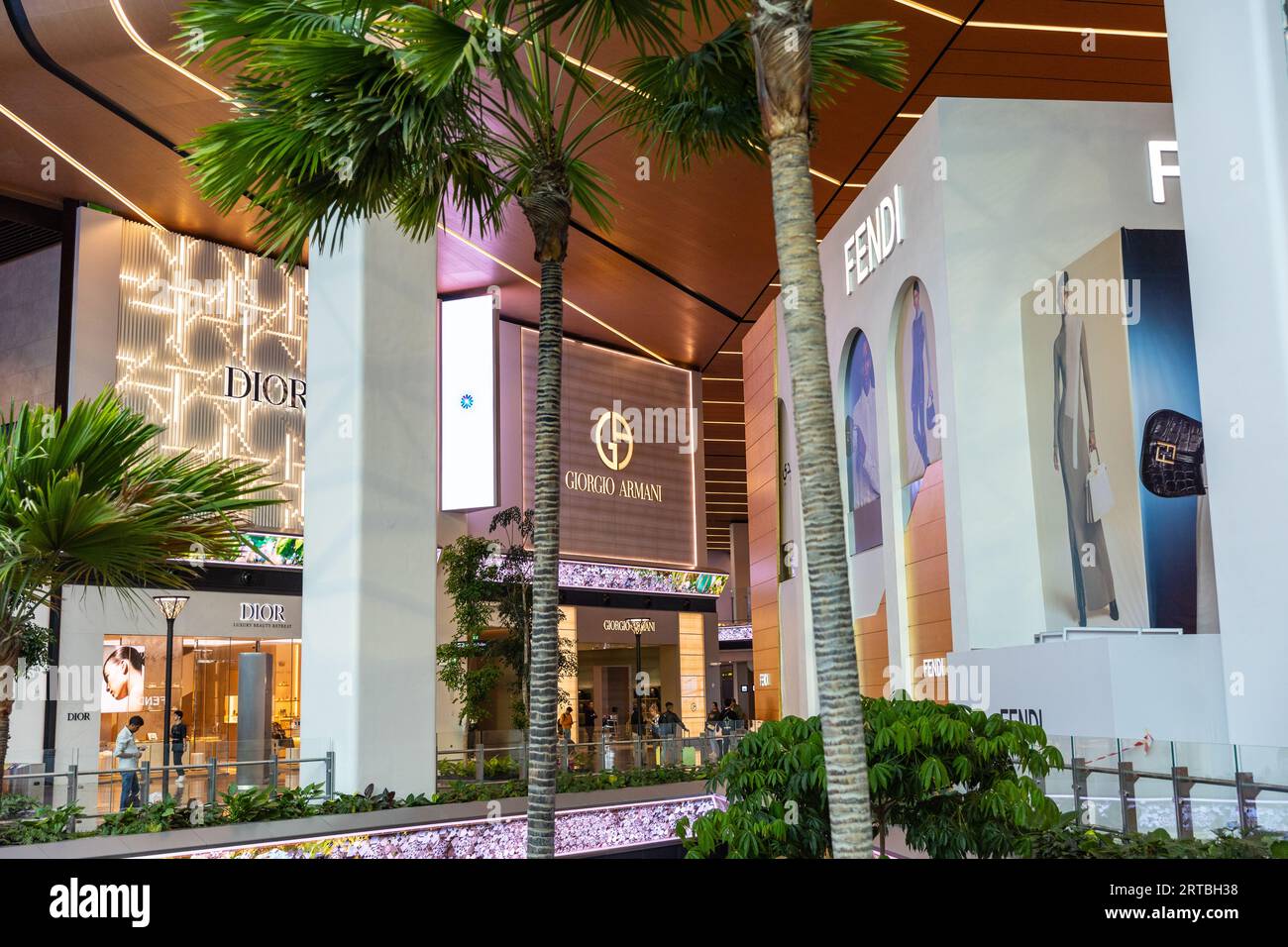 Fendi, Giorgio Armani and Dior duty free store fronts at Doha Hamad ...