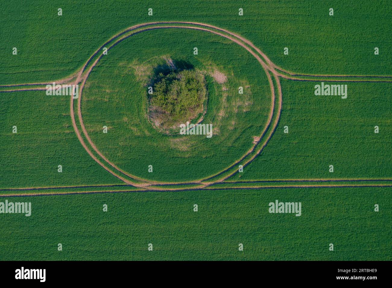 kettle hole in cultural landscape as protected landscape detail, aerial ...