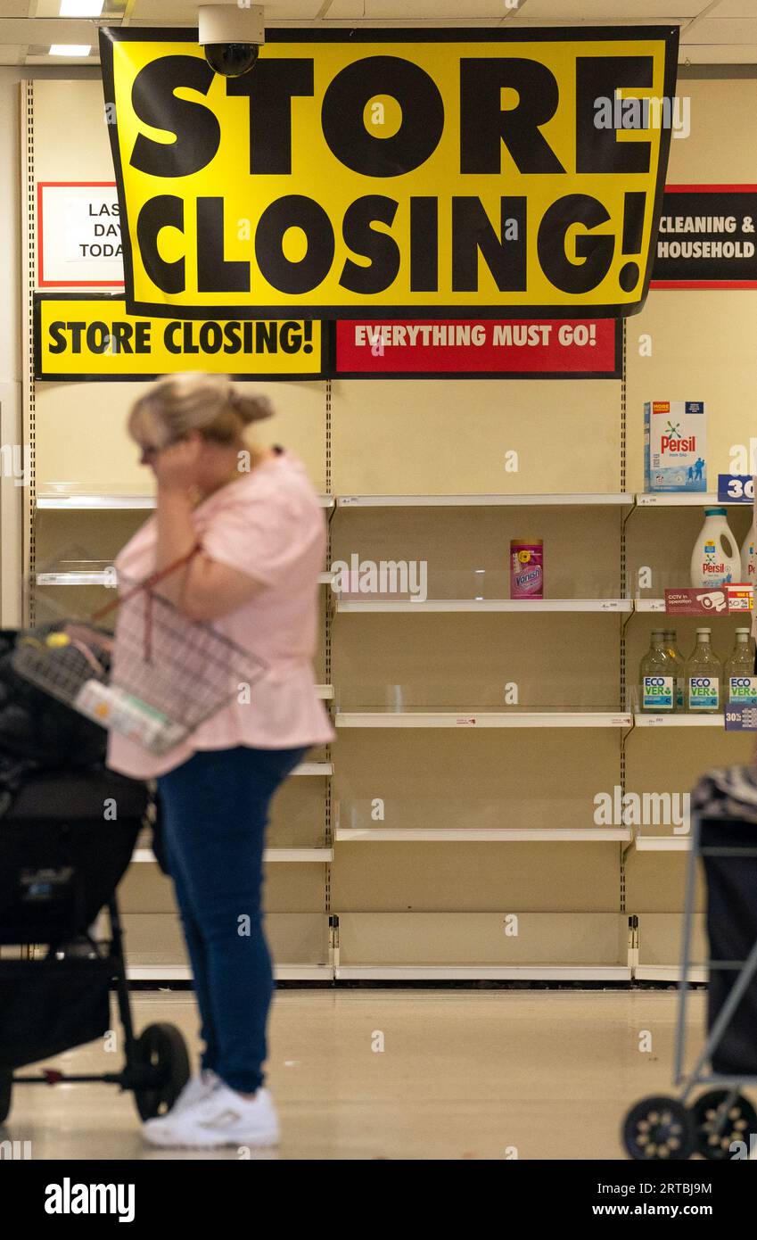 Empty shelves inside Wilko in Brownhills near Walsall, one of the first ...
