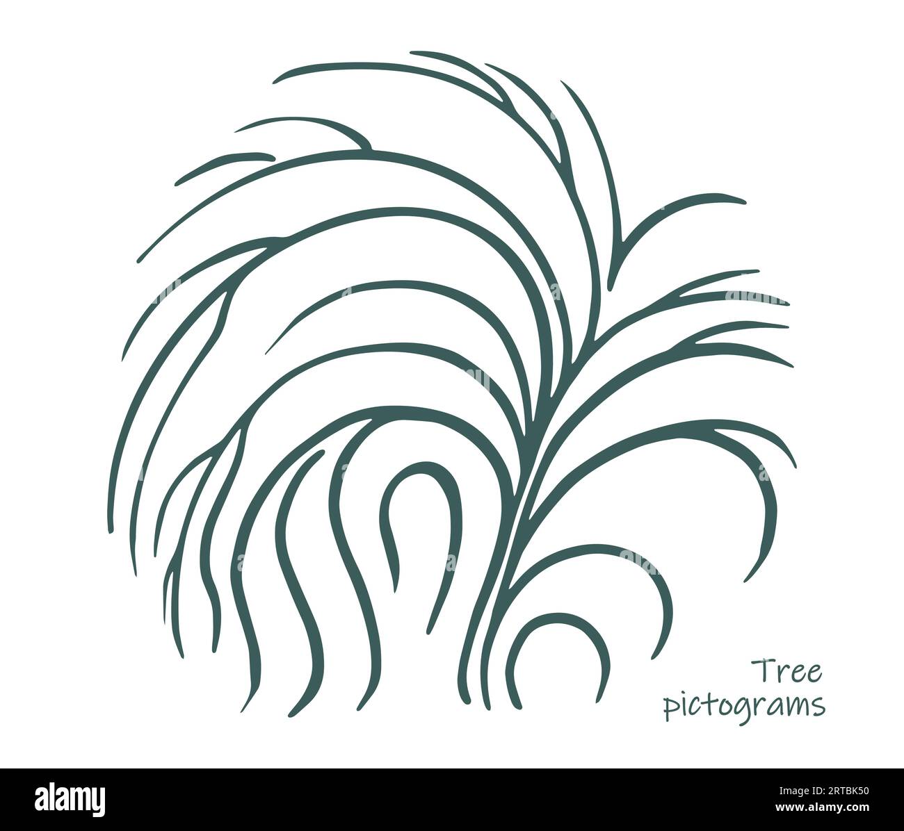 tree pictograms. Hand drawn ink. Sketch of plants. Isolated on white ...
