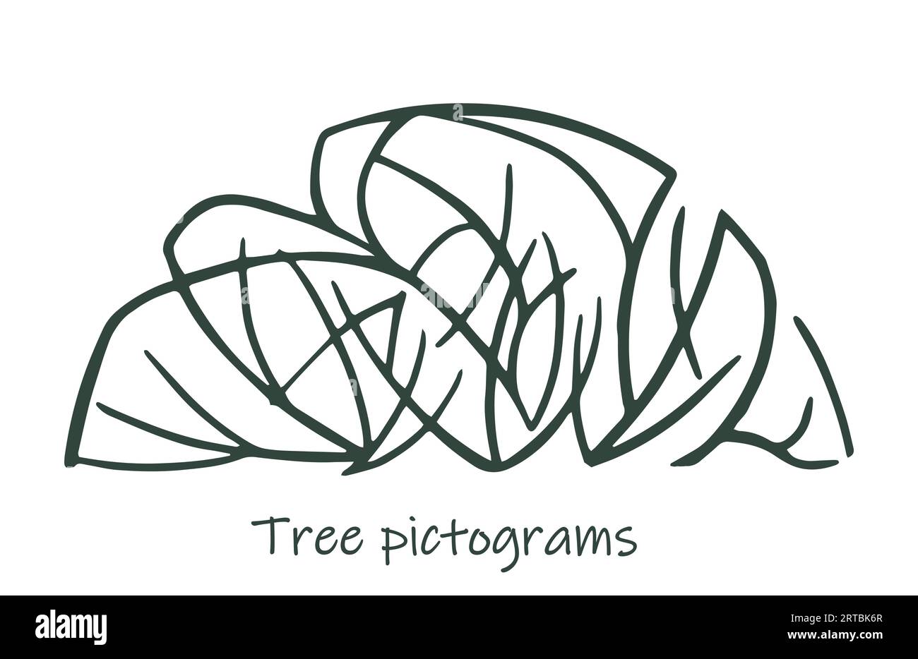 tree pictograms Hand drawn ink. Sketch of plants. Isolated on white ...