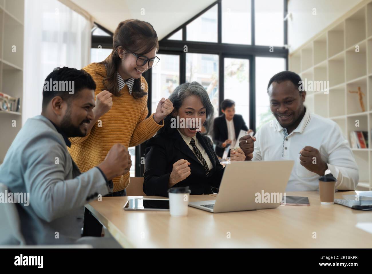 Group of diverse multiethnic business people colleague team exciting ...